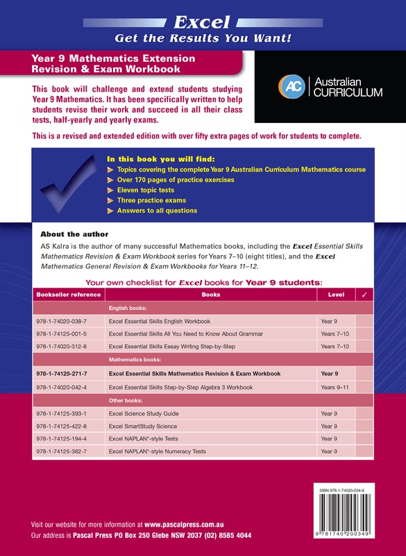 Excel Year 9 Maths Revision & Exam Workbook | Angus & Robertson